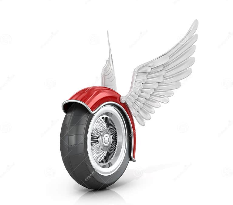 Wheel Motorcycle with Wings Stock Illustration - Illustration of flight ...