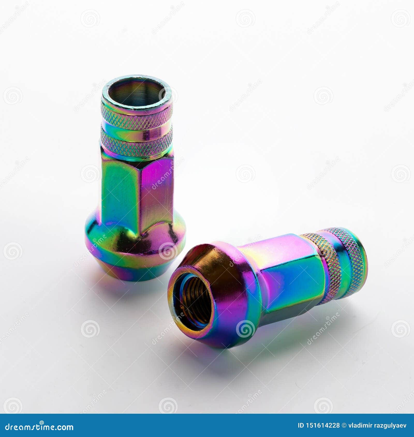 Wheel Nuts on a White Gradient Background, Multicolored, Chameleon ...