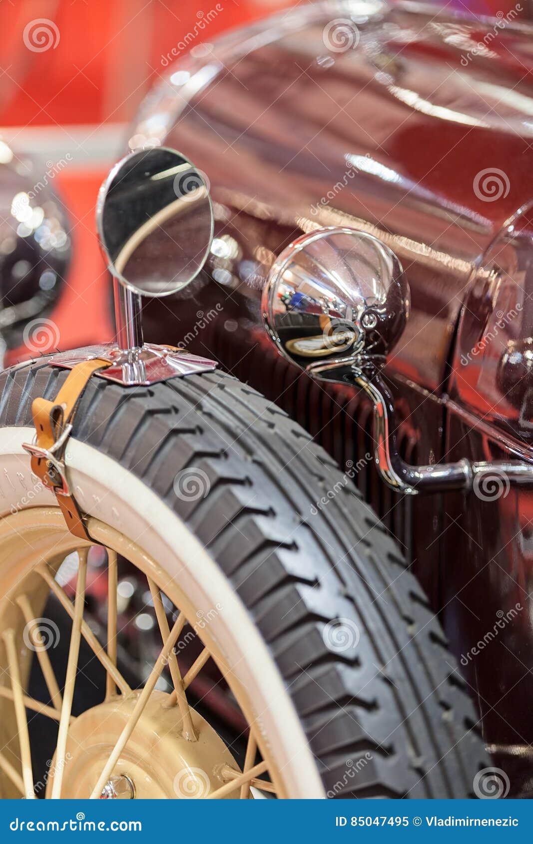 Wheel on old-timer stock image. Image of metal, vehicle - 85047495
