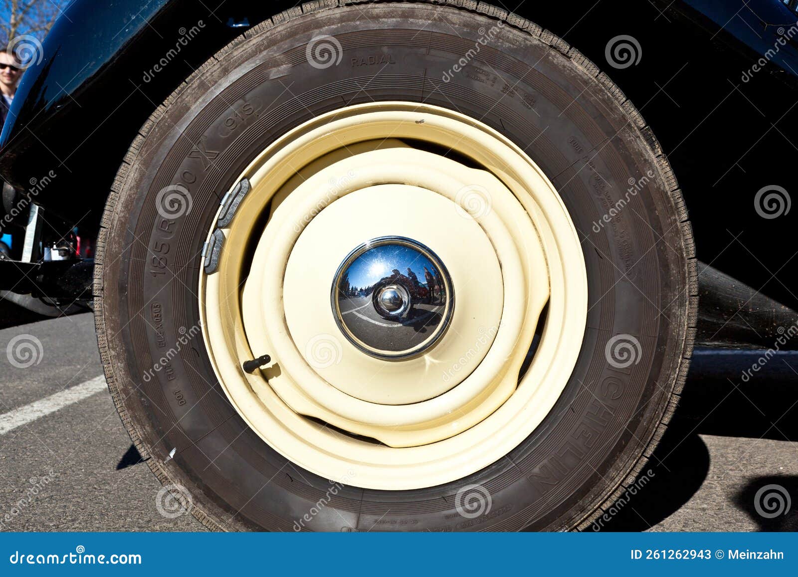 Wheel of an oldtimer car editorial stock photo. Image of michelin ...