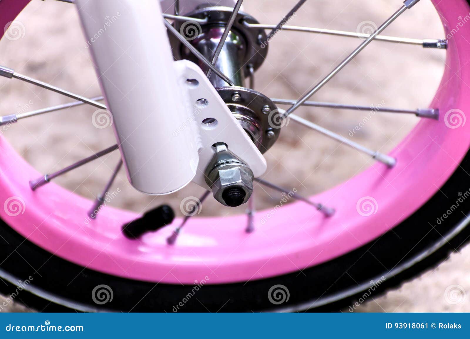 Wheel of a pink bicycle stock image. Image of special - 93918061