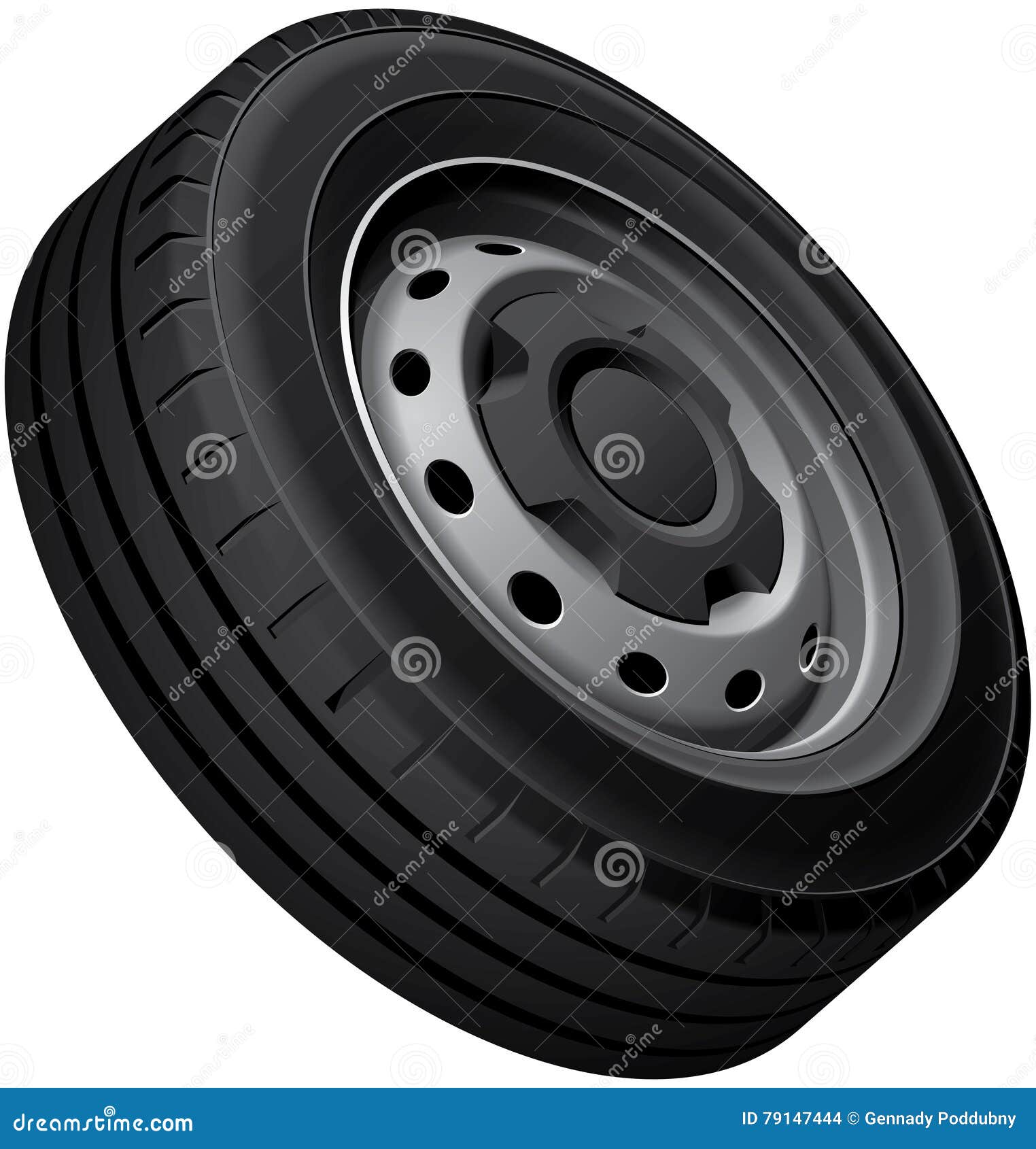 Wheel with pressed disc stock vector. Illustration of road - 79147444