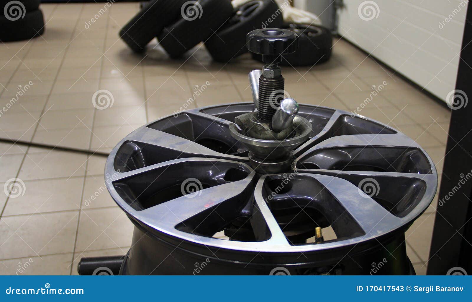 Wheel Rim Balanced in a Tire Workshop Stock Image - Image of auto ...