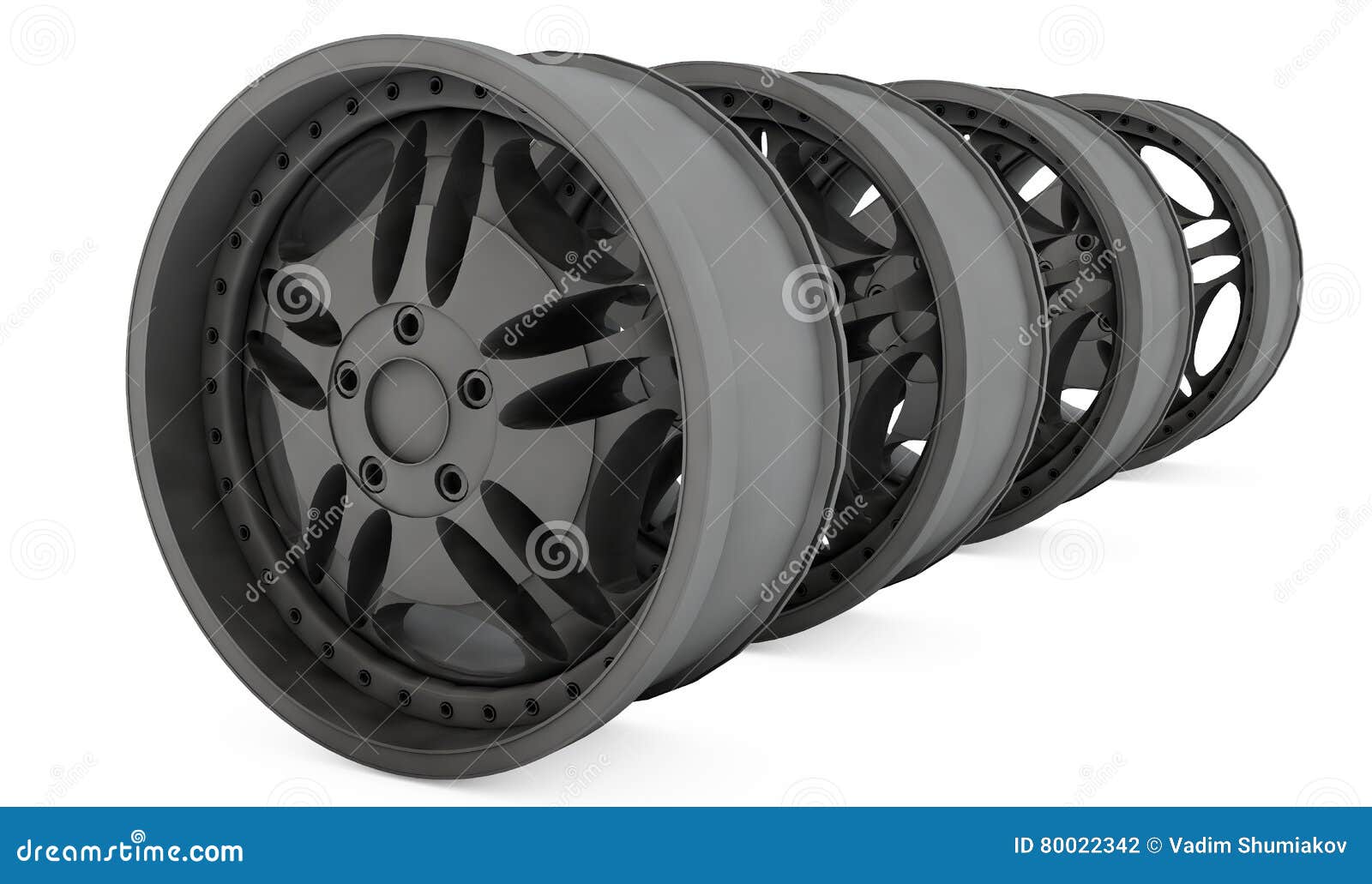 Wheel Rim Isolated on White 3D Render Stock Illustration - Illustration ...