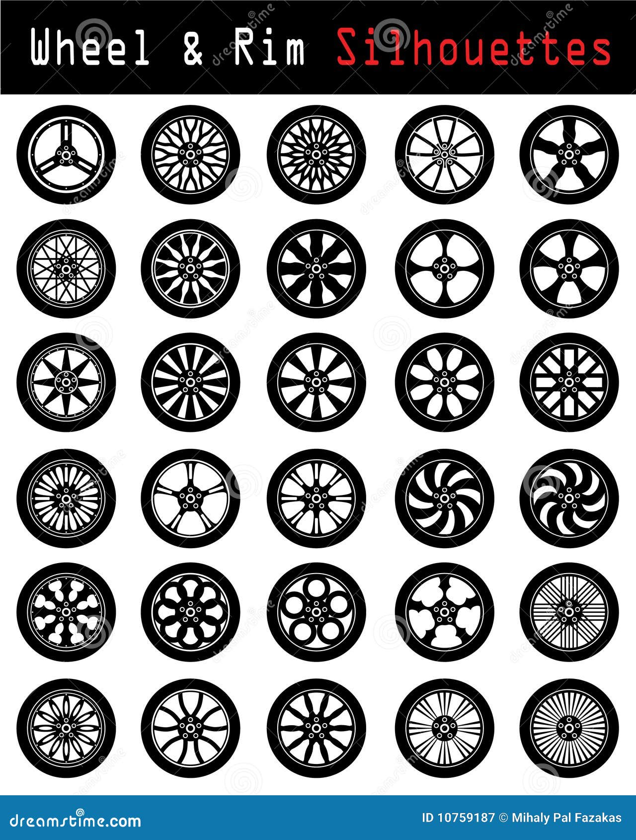 Wheel & Rim Silhouettes Cartoon Vector | CartoonDealer.com #10759187