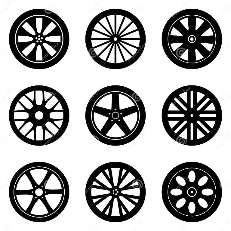 Wheel Rims Vector Set stock illustration. Illustration of automobile ...