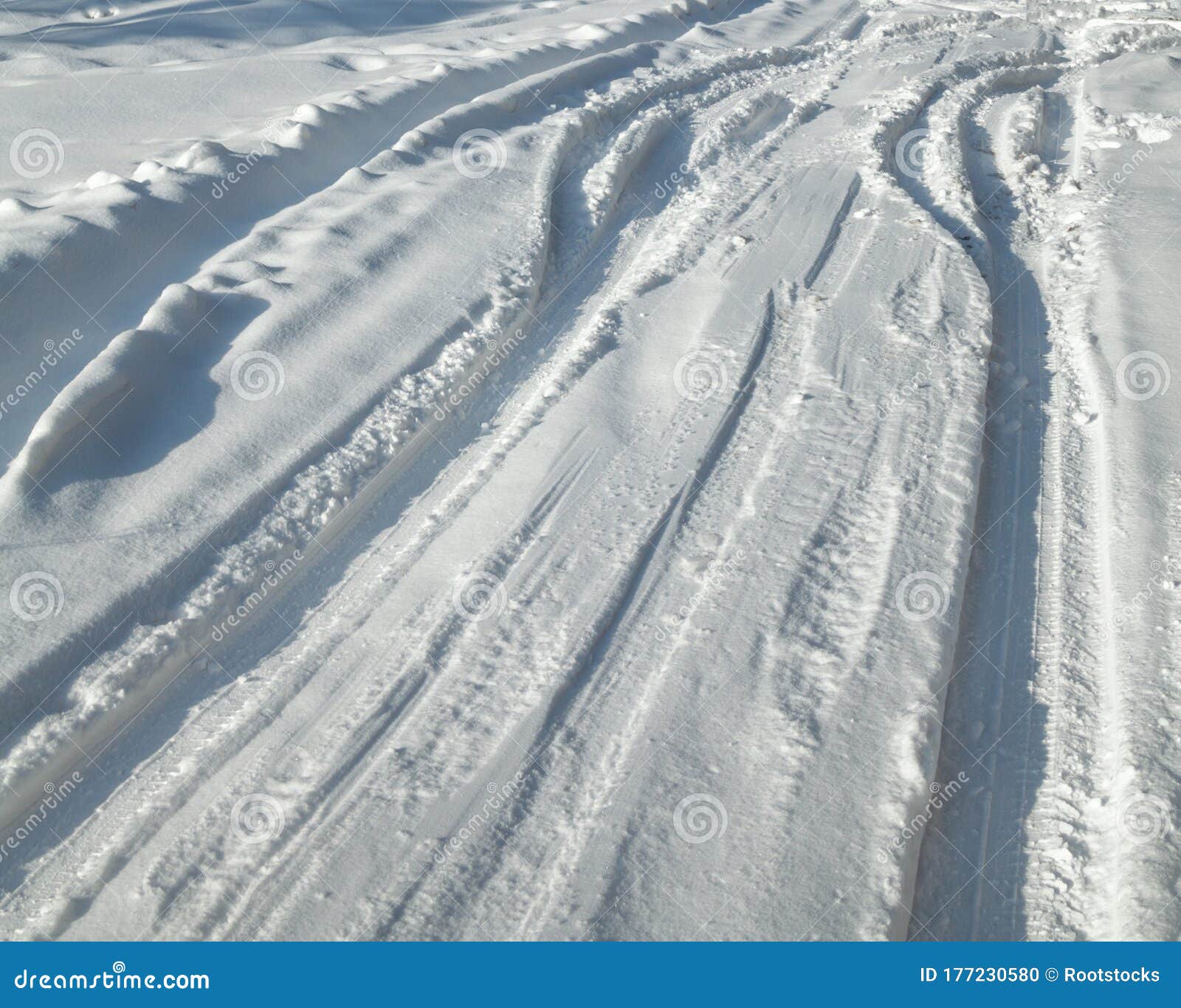 Wheel ruts in the snow stock photo. Image of soil, clean - 177230580
