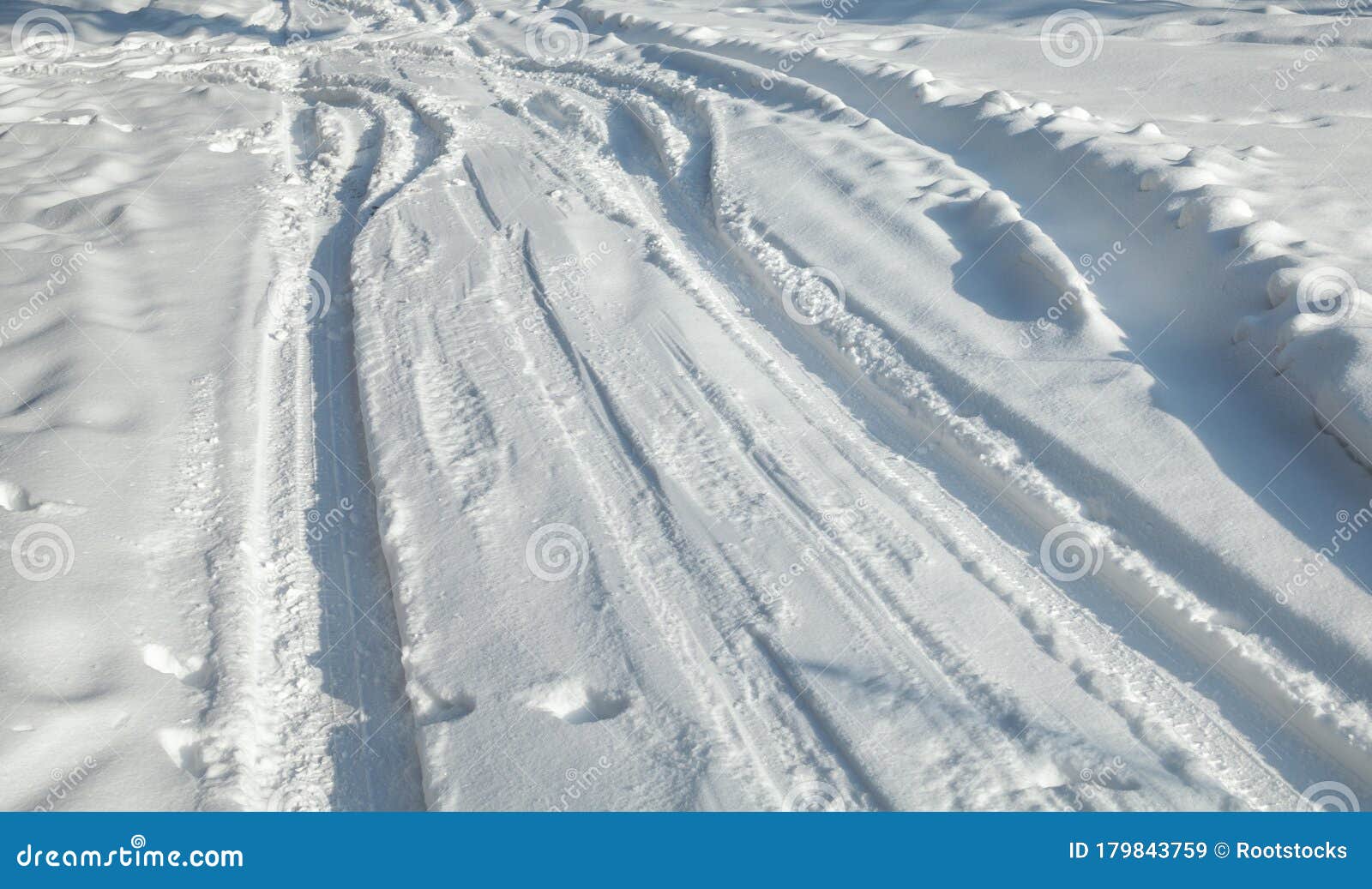 Wheel ruts in the snow stock image. Image of automobile - 179843759