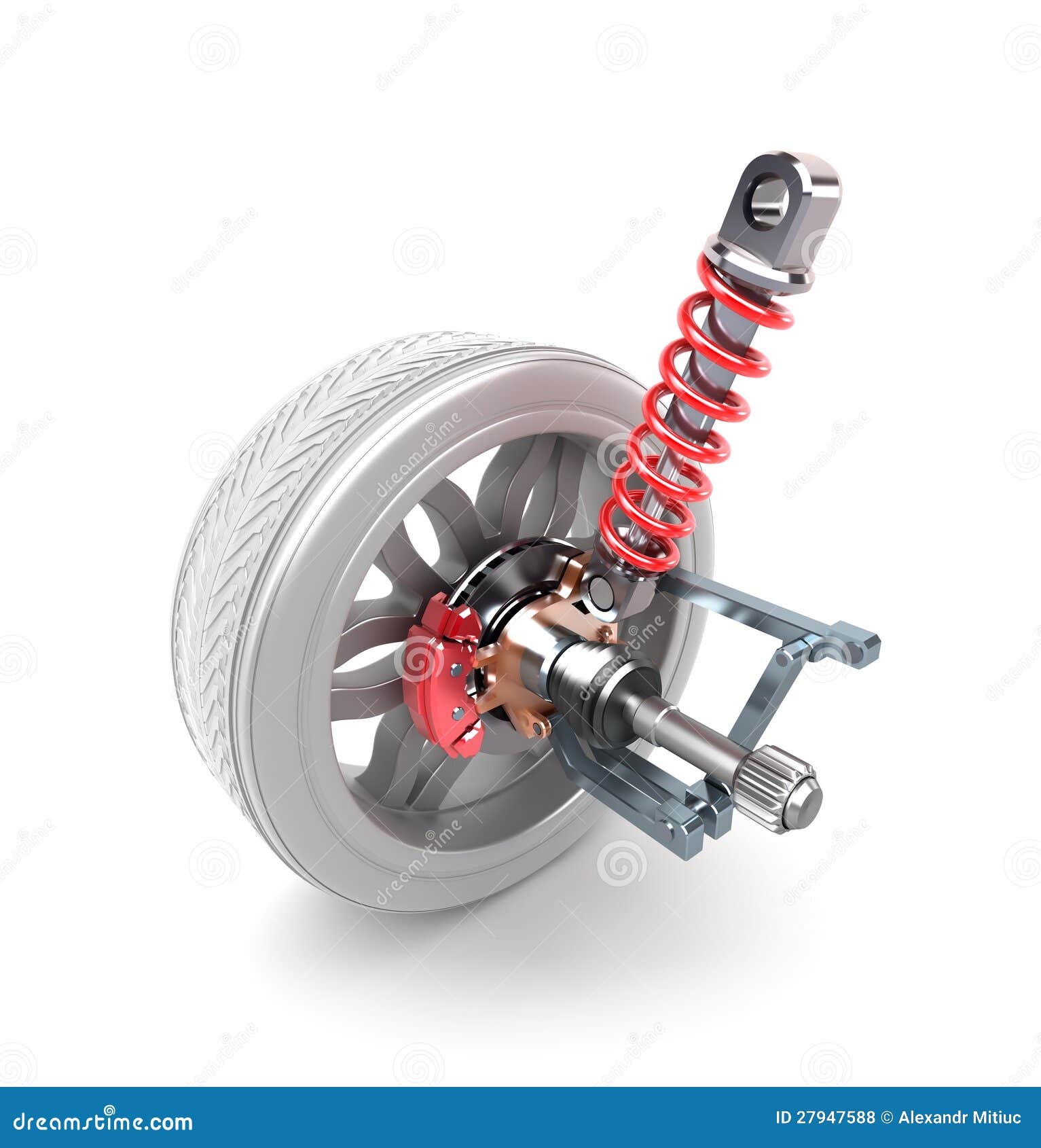 Wheel, Shock Absorber and Brake Pads Stock Illustration - Illustration ...
