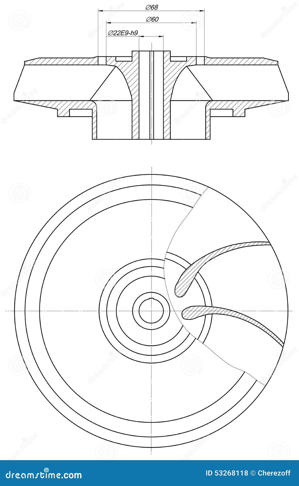 Wheel Sketch with Span and Section Stock Vector - Illustration of span ...