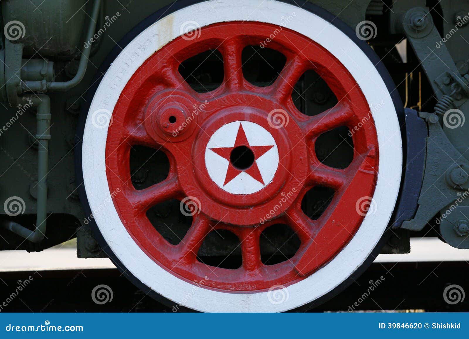 Big, Red Wheel Of Steam Locomotive Royalty-Free Stock Photography ...