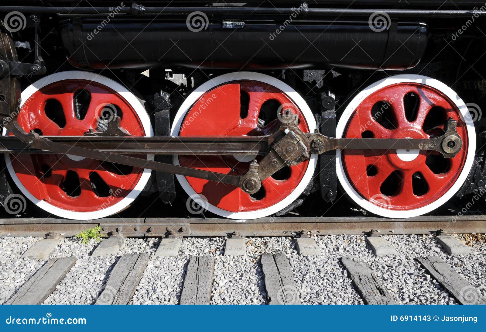 Big, Red Wheel Of Steam Locomotive Royalty-Free Stock Photography ...
