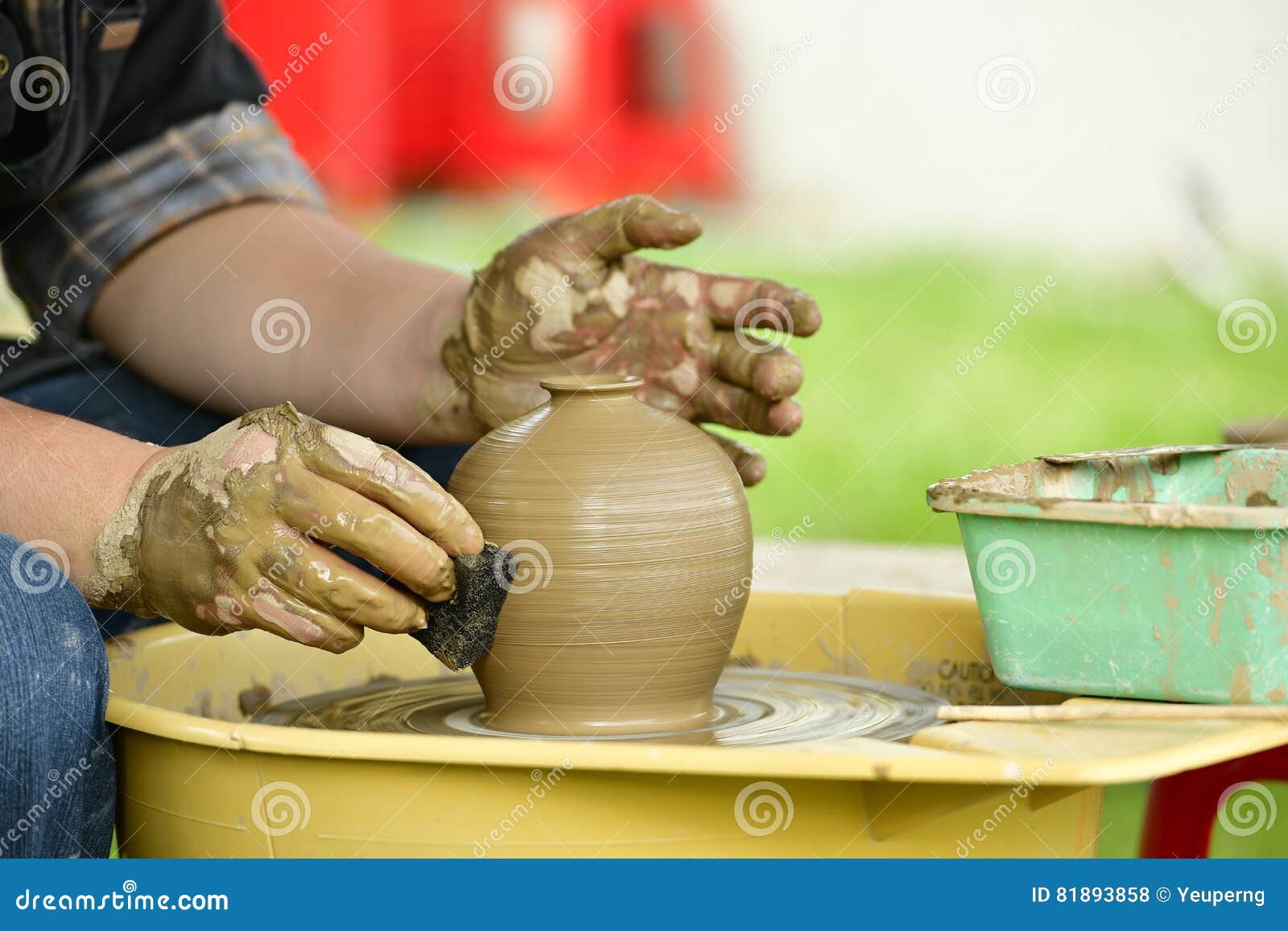 Wheel-throwing. stock photo. Image of potterwheel, throwing - 81893858