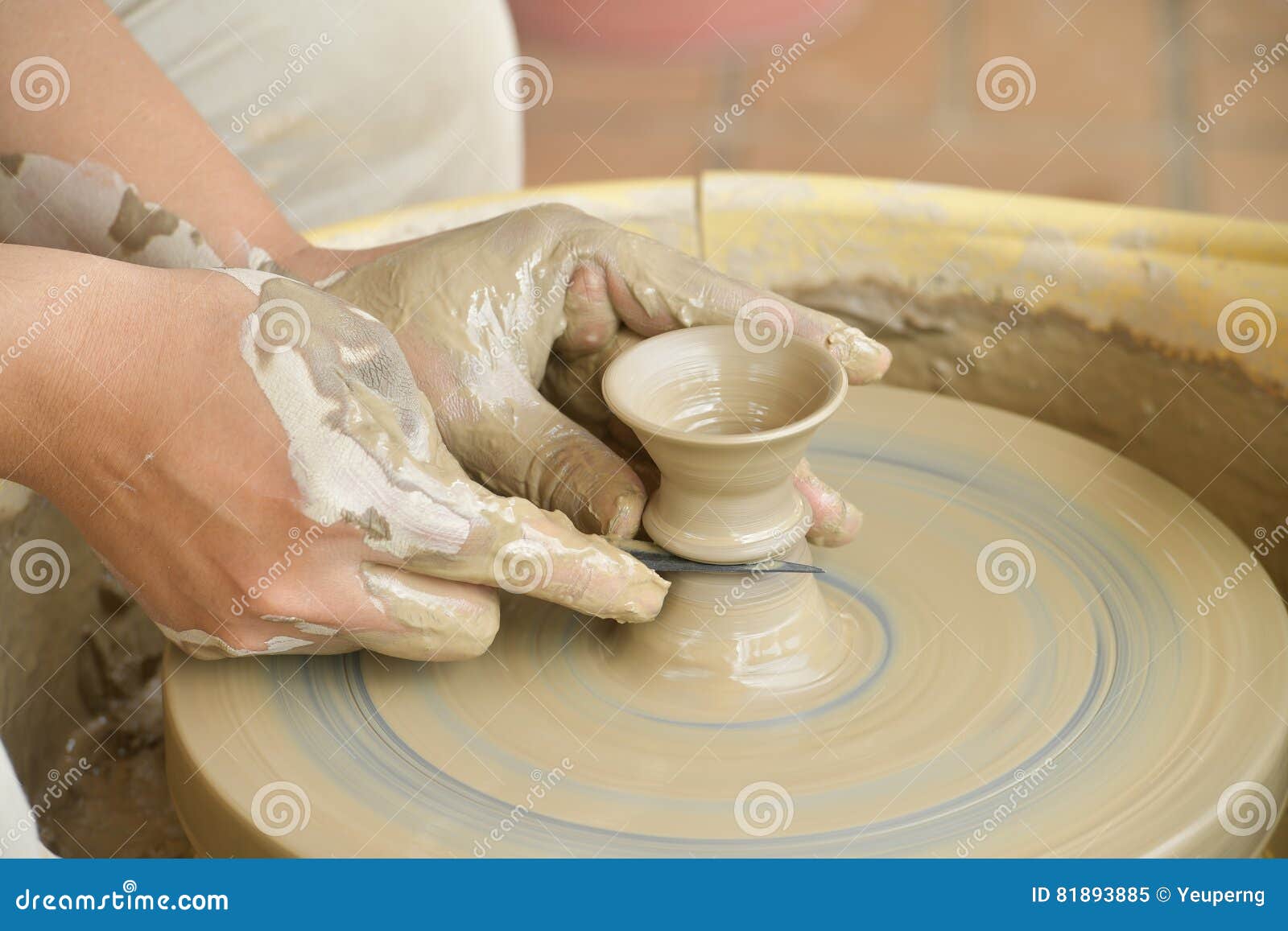 Wheel-throwing. stock image. Image of making, pottery - 81893885