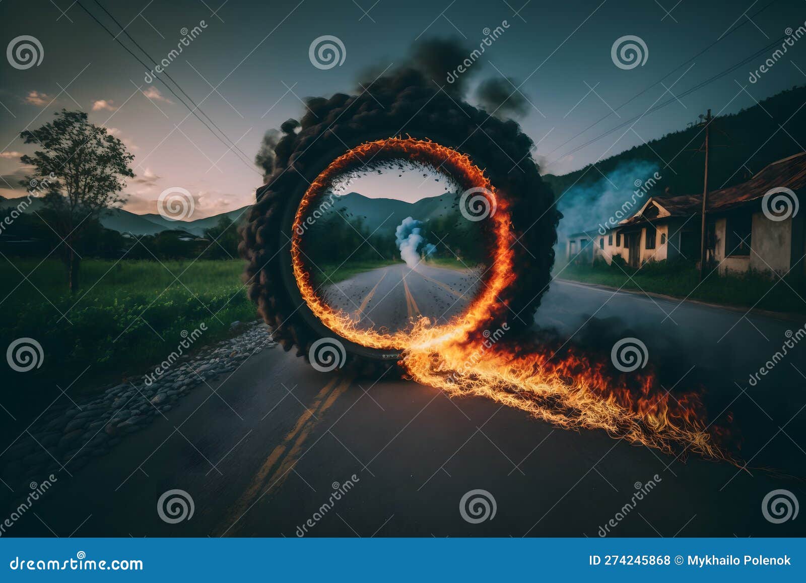 Wheel, Tire Burning on the Track. Neural Network AI Generated Stock ...