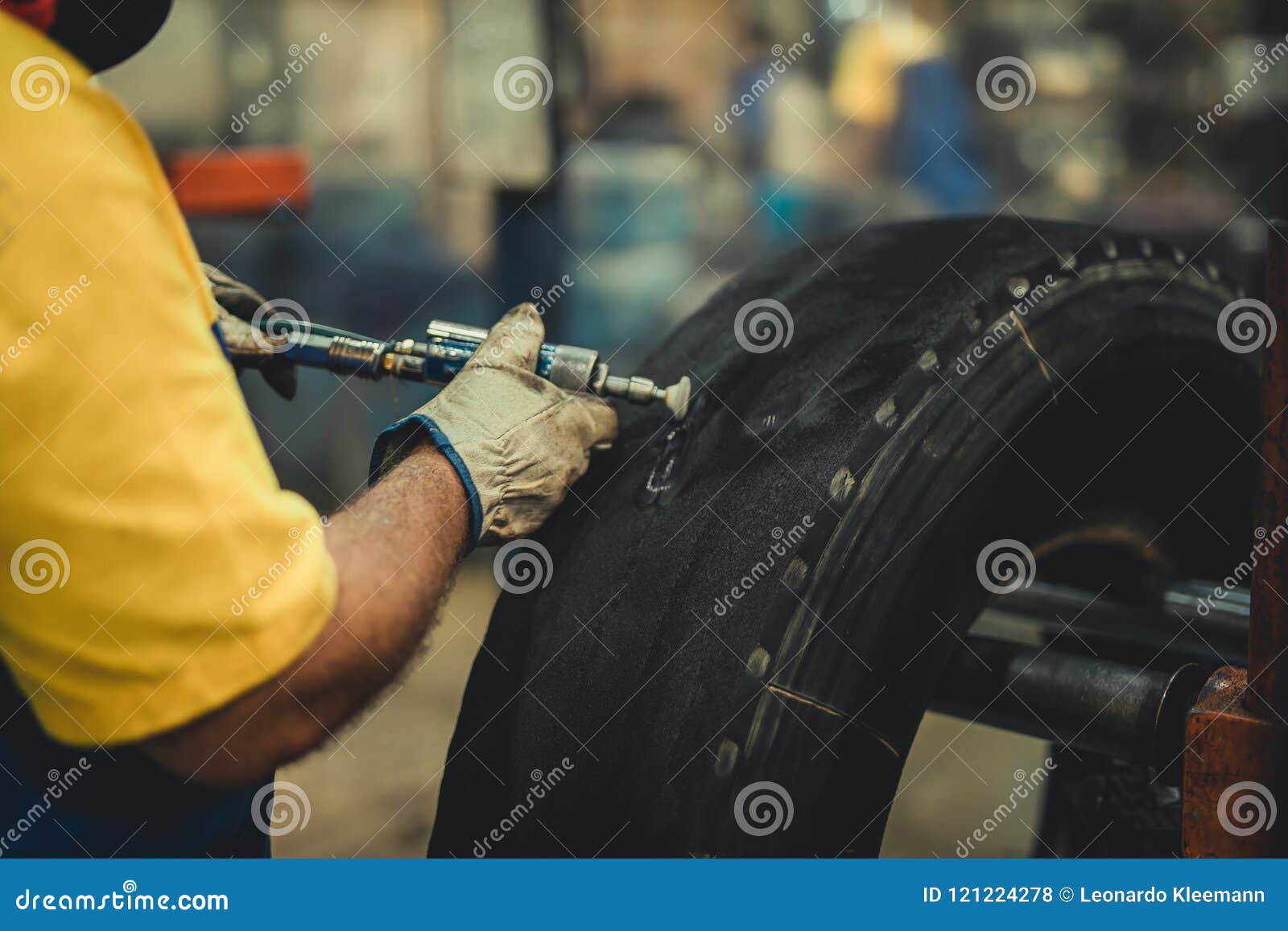 Wheel on a tire machine stock photo. Image of clamped - 121224278