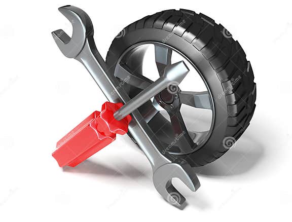 Wheel and Tools stock illustration. Illustration of roll - 17722386