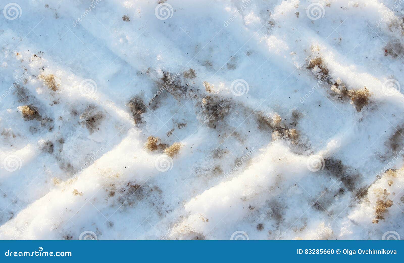 Wheel Tracks in the Snow, Detail Footprints Tractor. Stock Photo ...