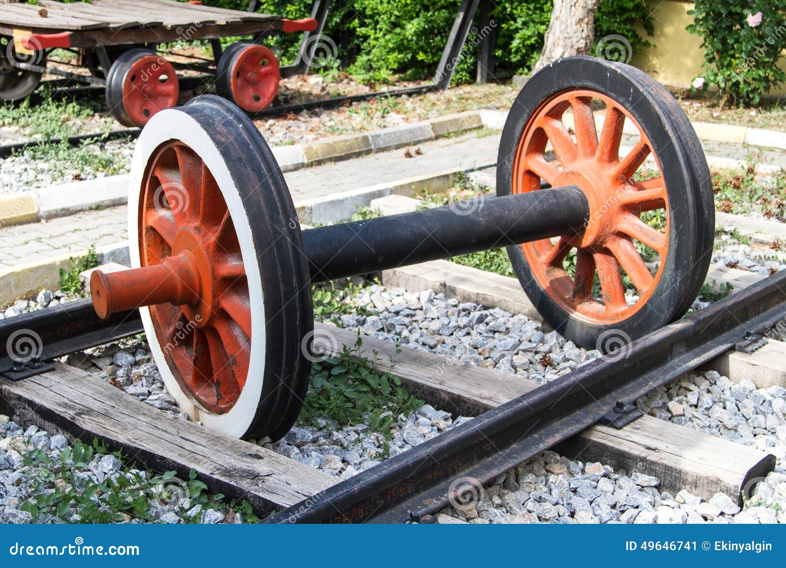 Wheel of Train on Railway stock image. Image of exhibition - 49646741