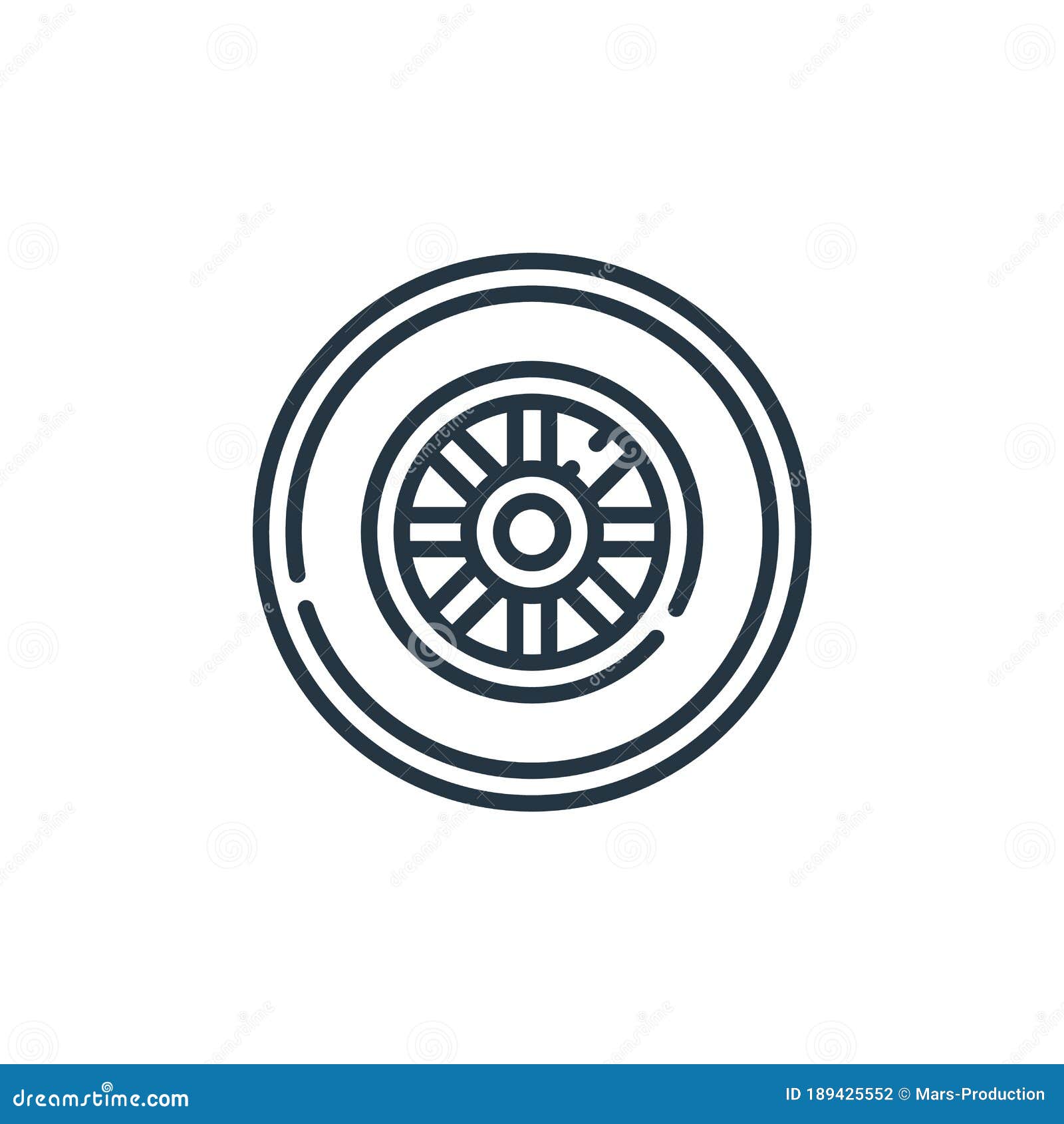 Wheel Vector Icon Isolated on White Background. Outline, Thin Line ...