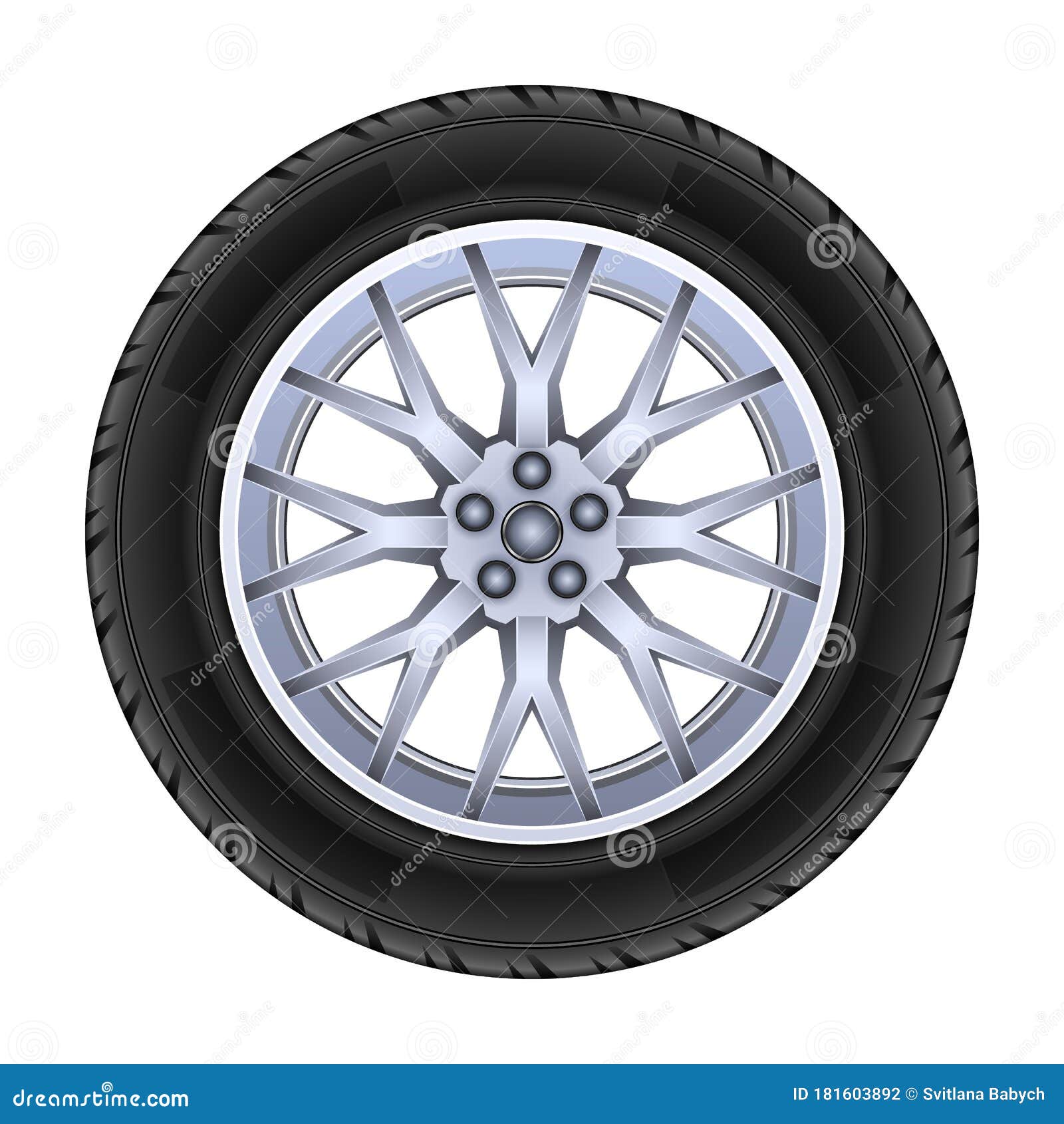 Wheel Vector Icon.Realistic Vector Icon Isolated on White Background ...