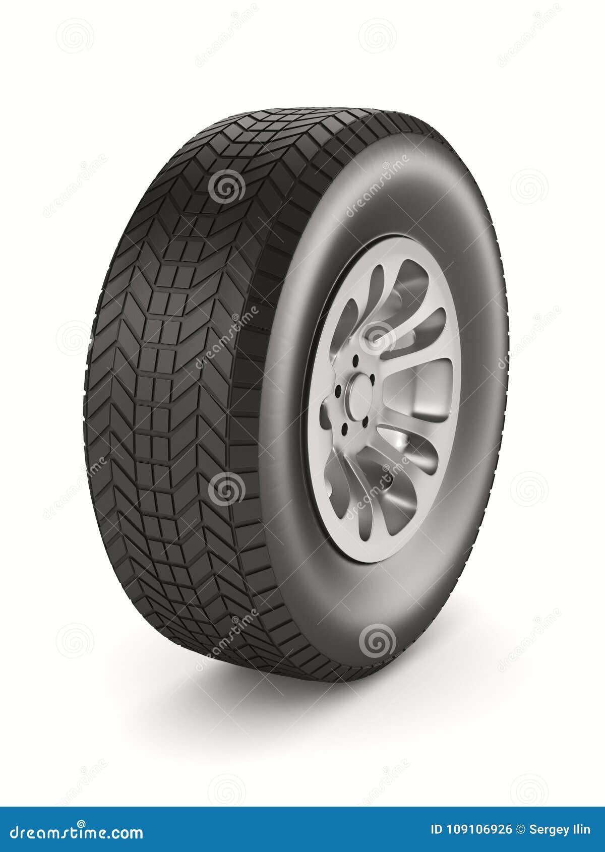 Wheel on White Background. Isolated 3D Illustration Stock Illustration ...