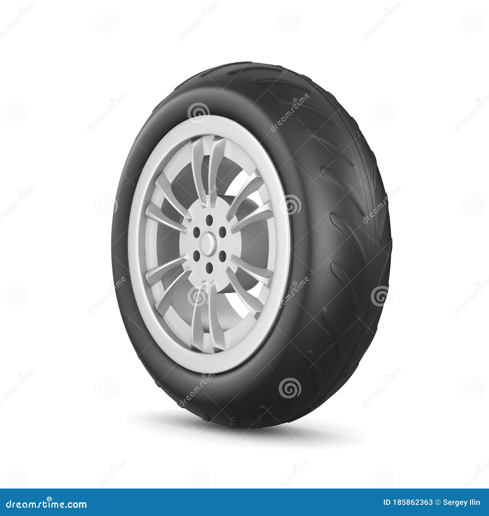 Wheel on White Background. Isolated 3D Illustration Stock Illustration ...