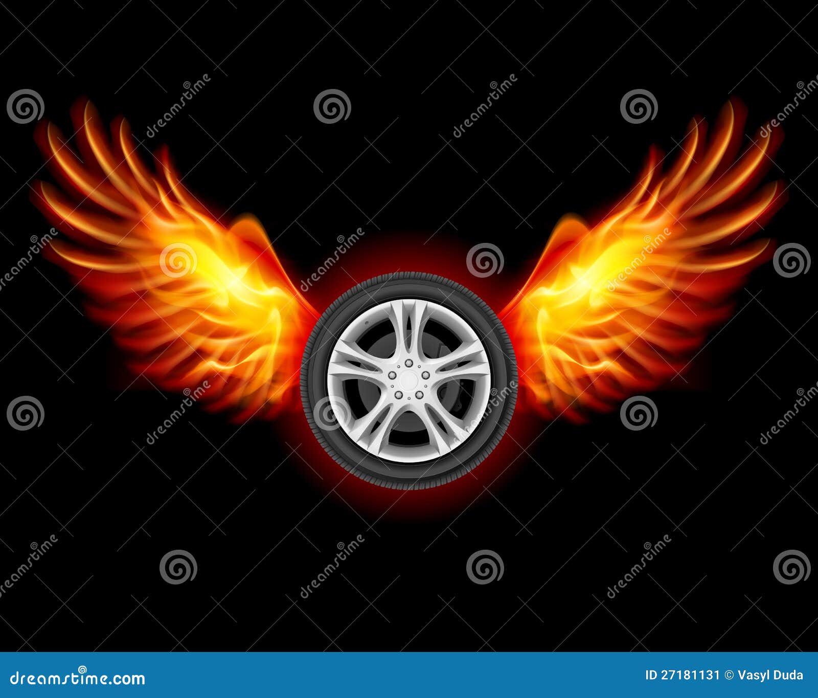 Wheel with Wings stock vector. Illustration of flaming - 27181131