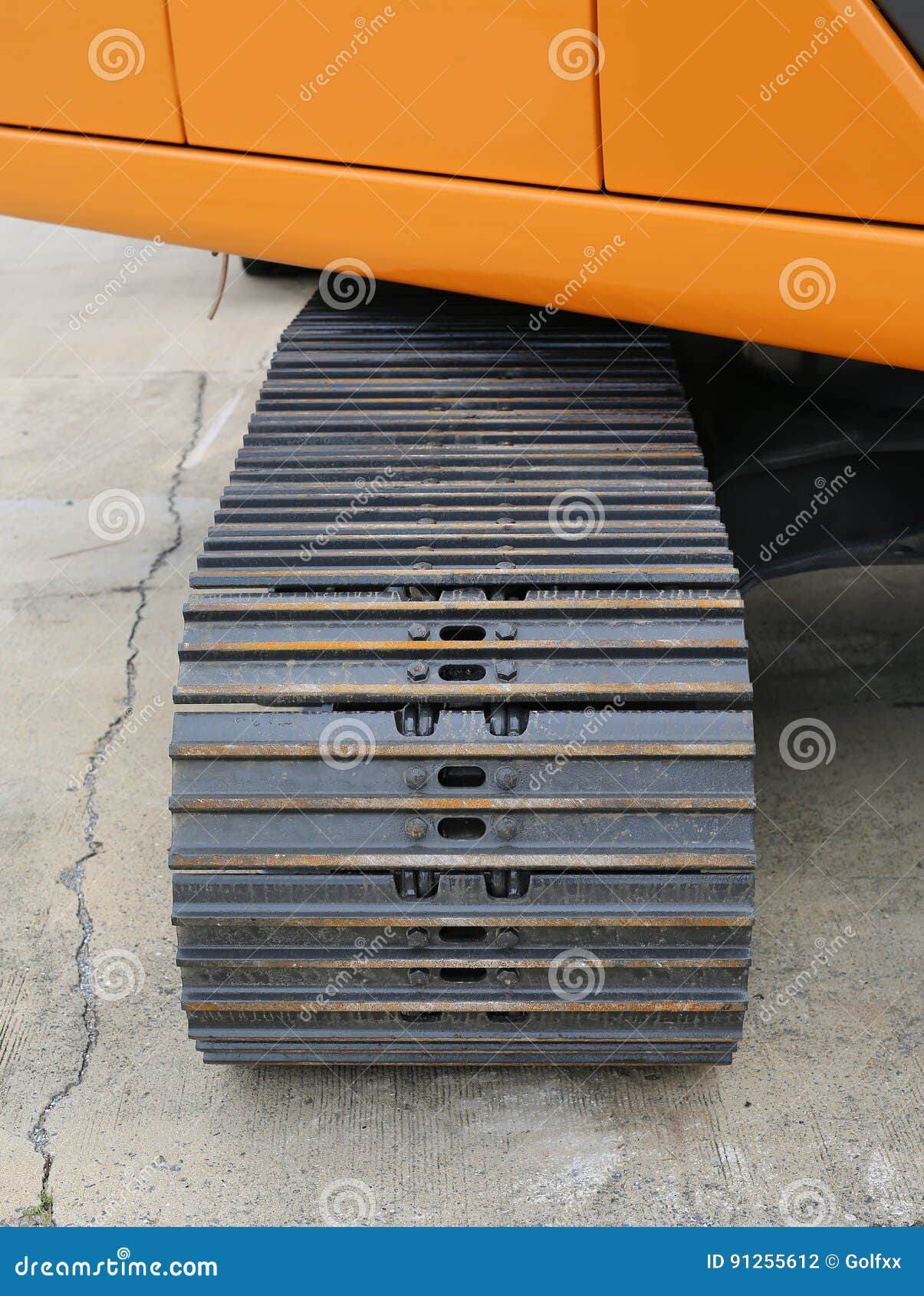 Wheel of Yellow Track-type Loader Excavator Stock Photo - Image of ...