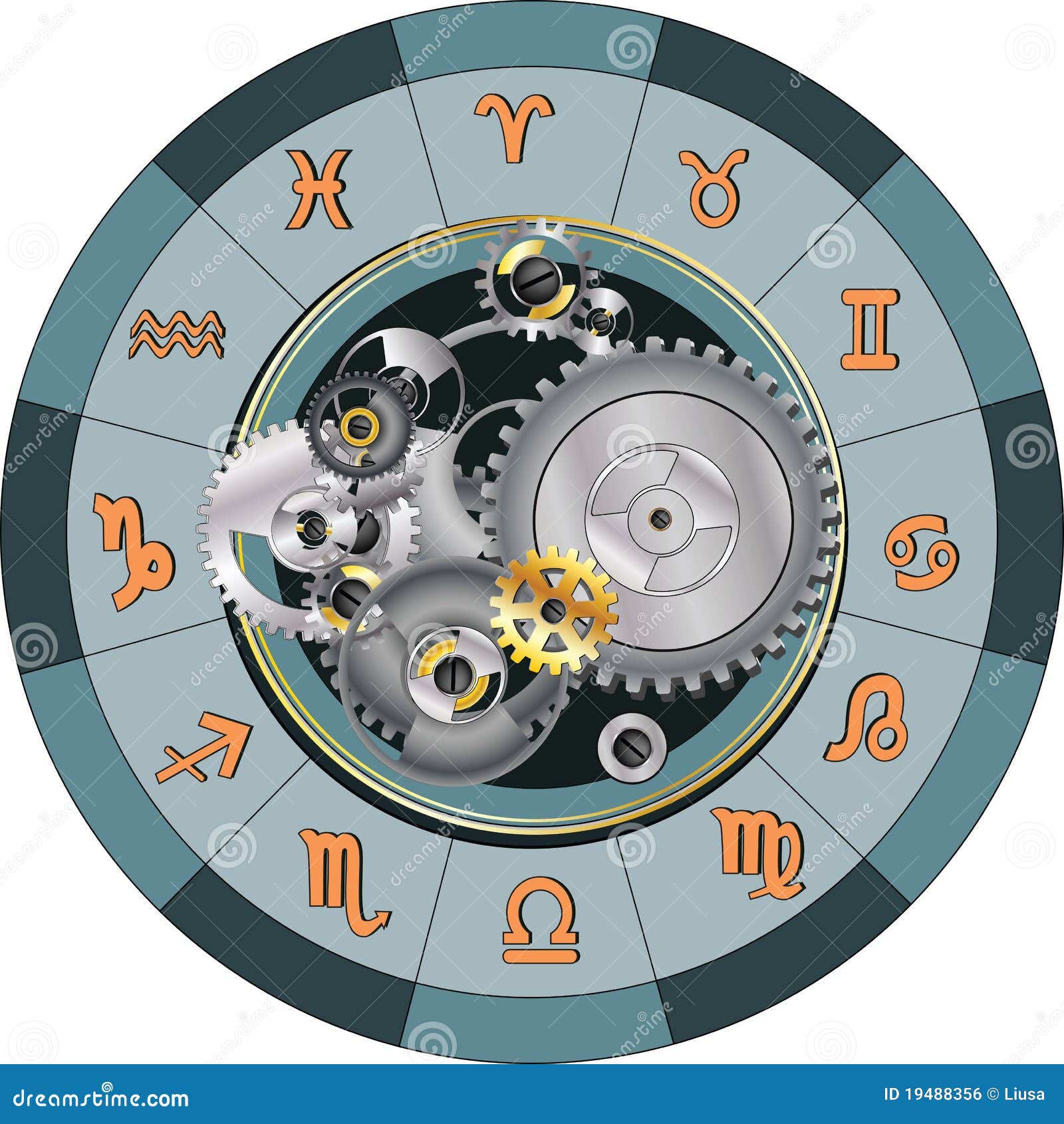 Wheel and zodiac signs stock vector. Illustration of gothic - 19488356