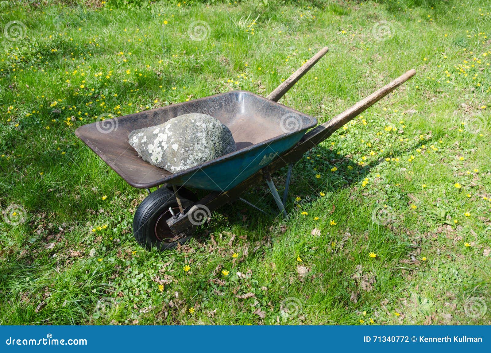 Wheelbarrow with a Big Stone Stock Photo - Image of tool, transport ...