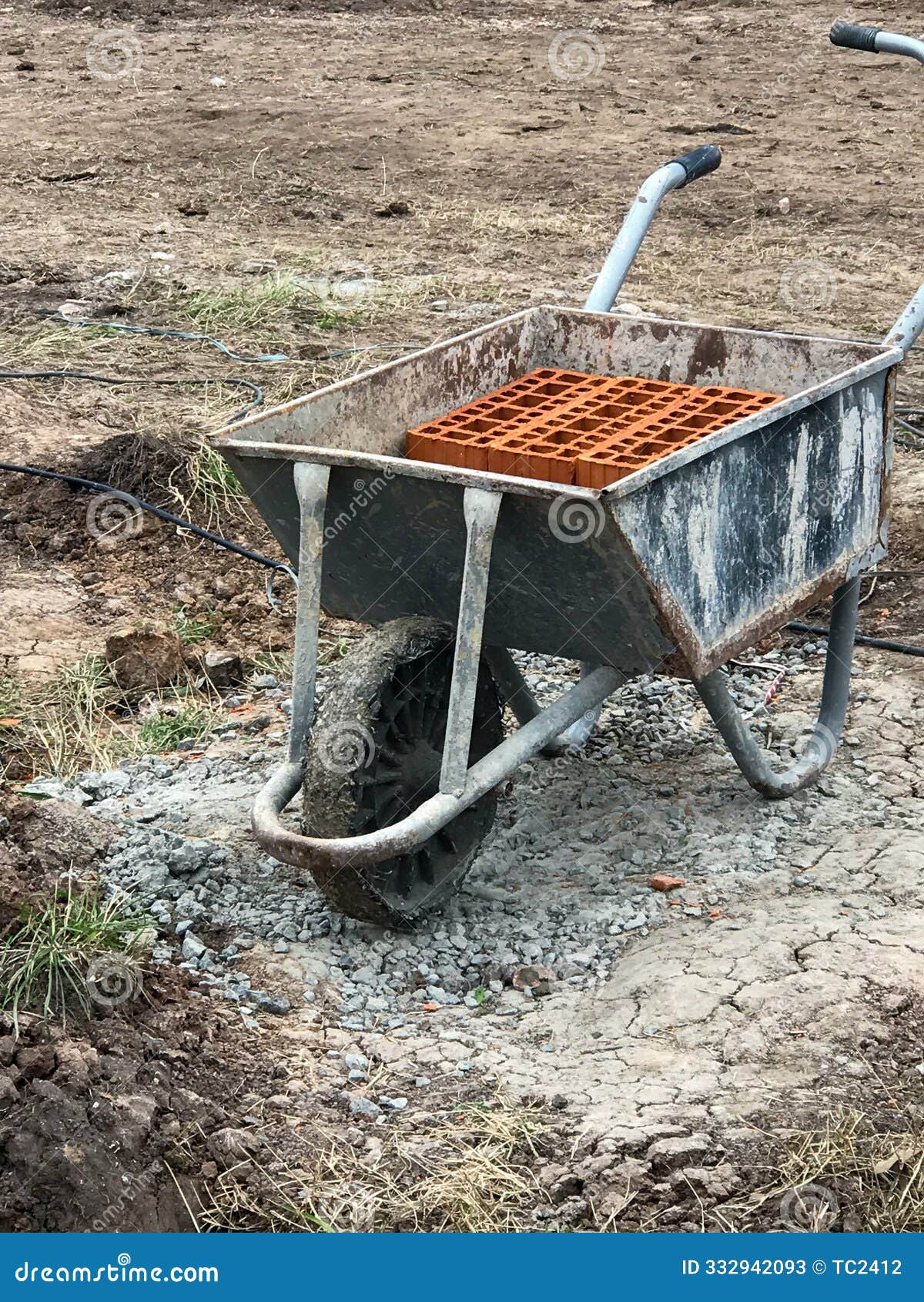 Wheelbarrow with Bricks for Construction Stock Image - Image of ...
