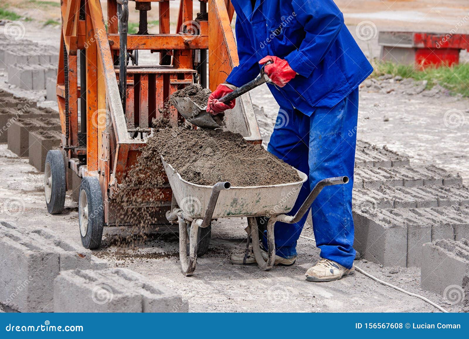 Wheelbarrow and Bricks Machine Stock Photo - Image of carry, cement ...