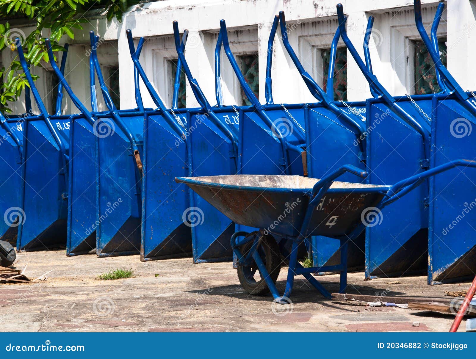 Wheelbarrow in Construction Stock Photo - Image of metal, concrete ...