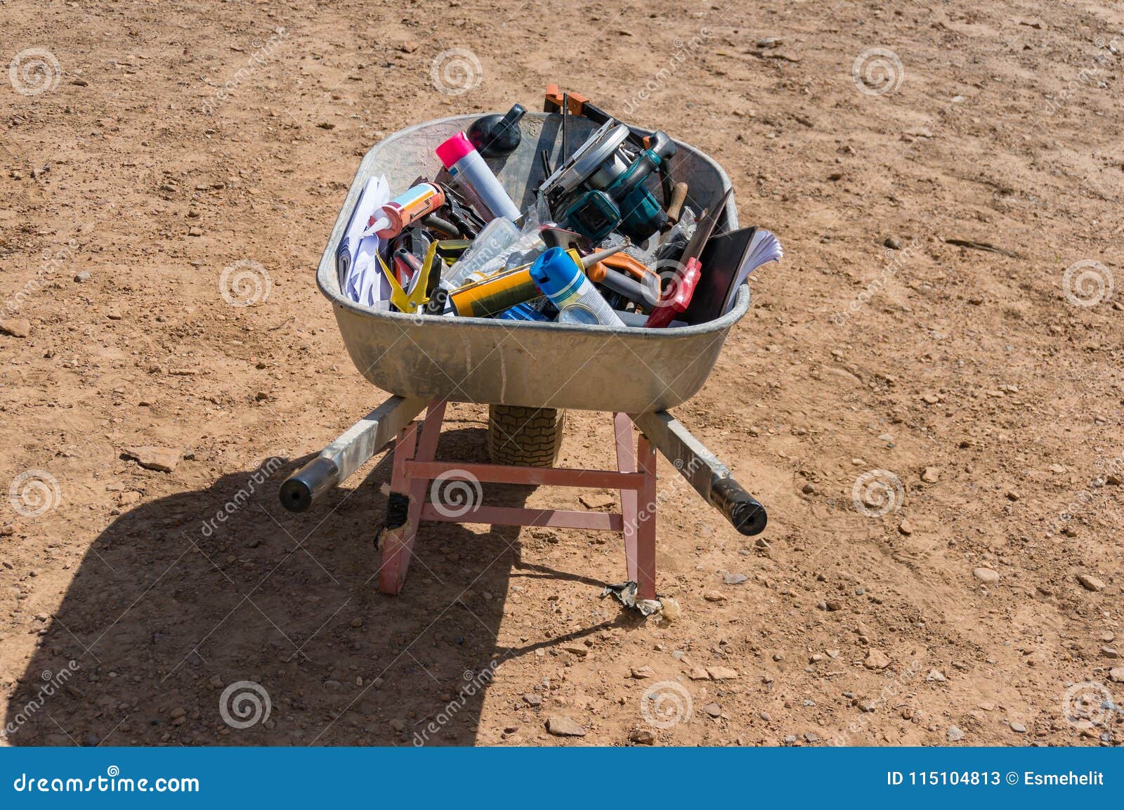 Wheelbarrow with Construction, Building Tools Stock Image - Image of ...