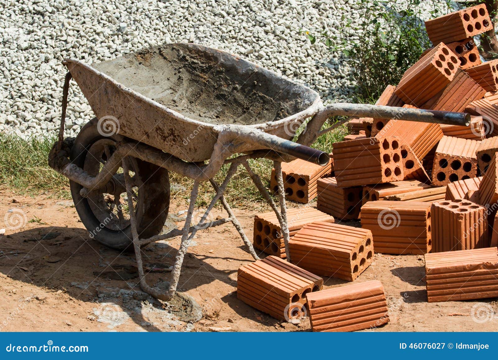 Wheelbarrow stock image. Image of gray, business, architecture - 46076027