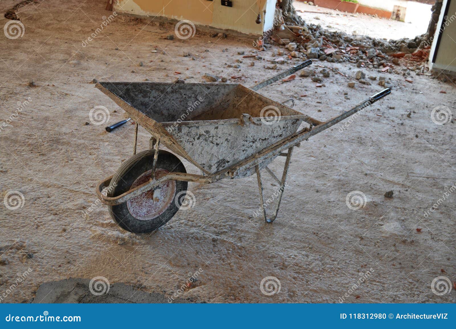 Wheelbarrow in Construction Site, Industrial Under Construction Empty ...