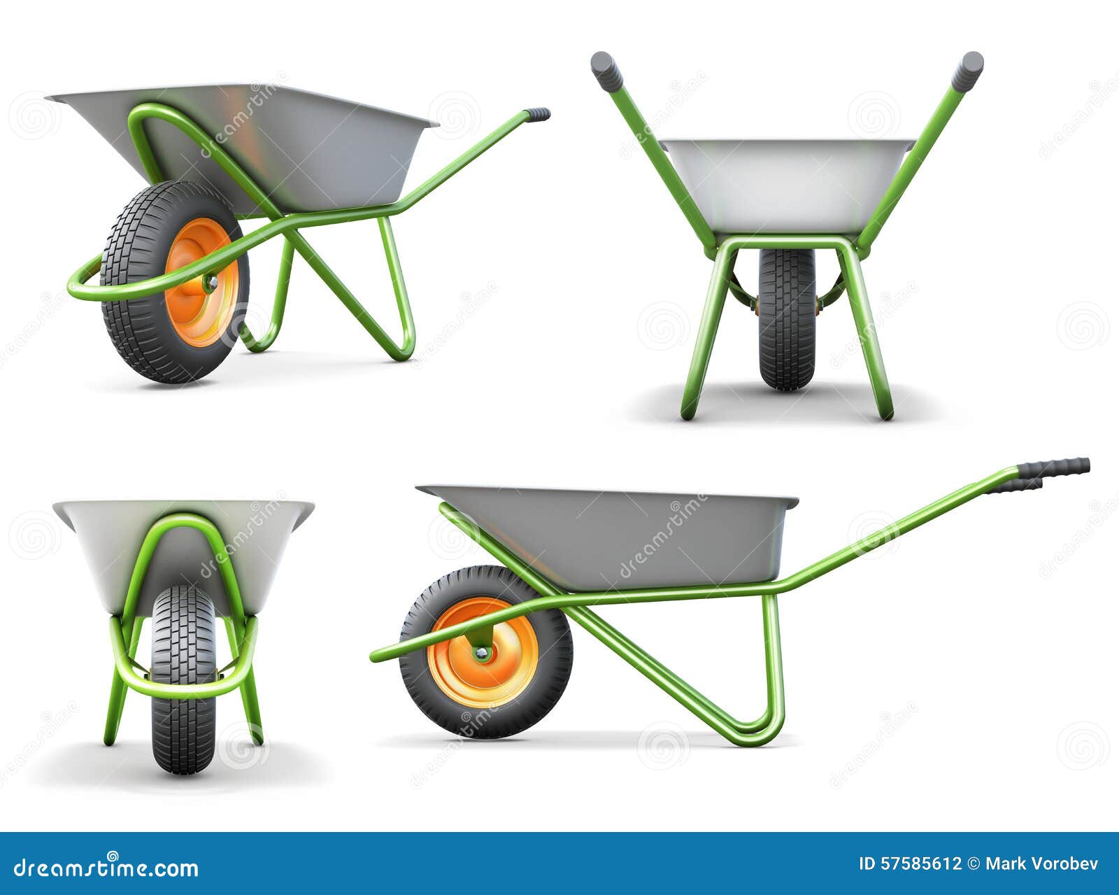 Wheelbarrow from Different Angles Stock Illustration - Illustration of ...