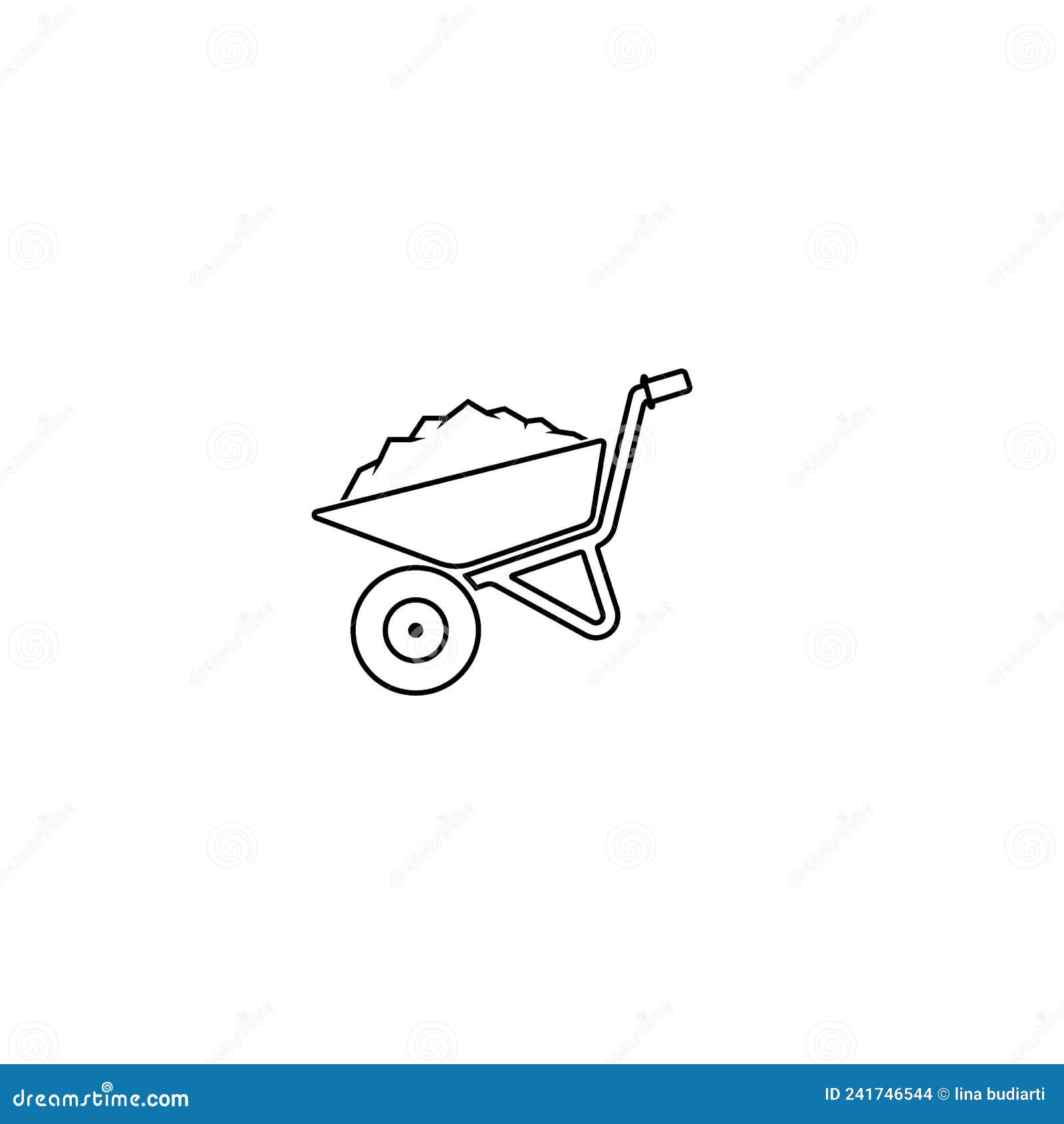 Wheelbarrow icon stock vector. Illustration of flat - 241746544