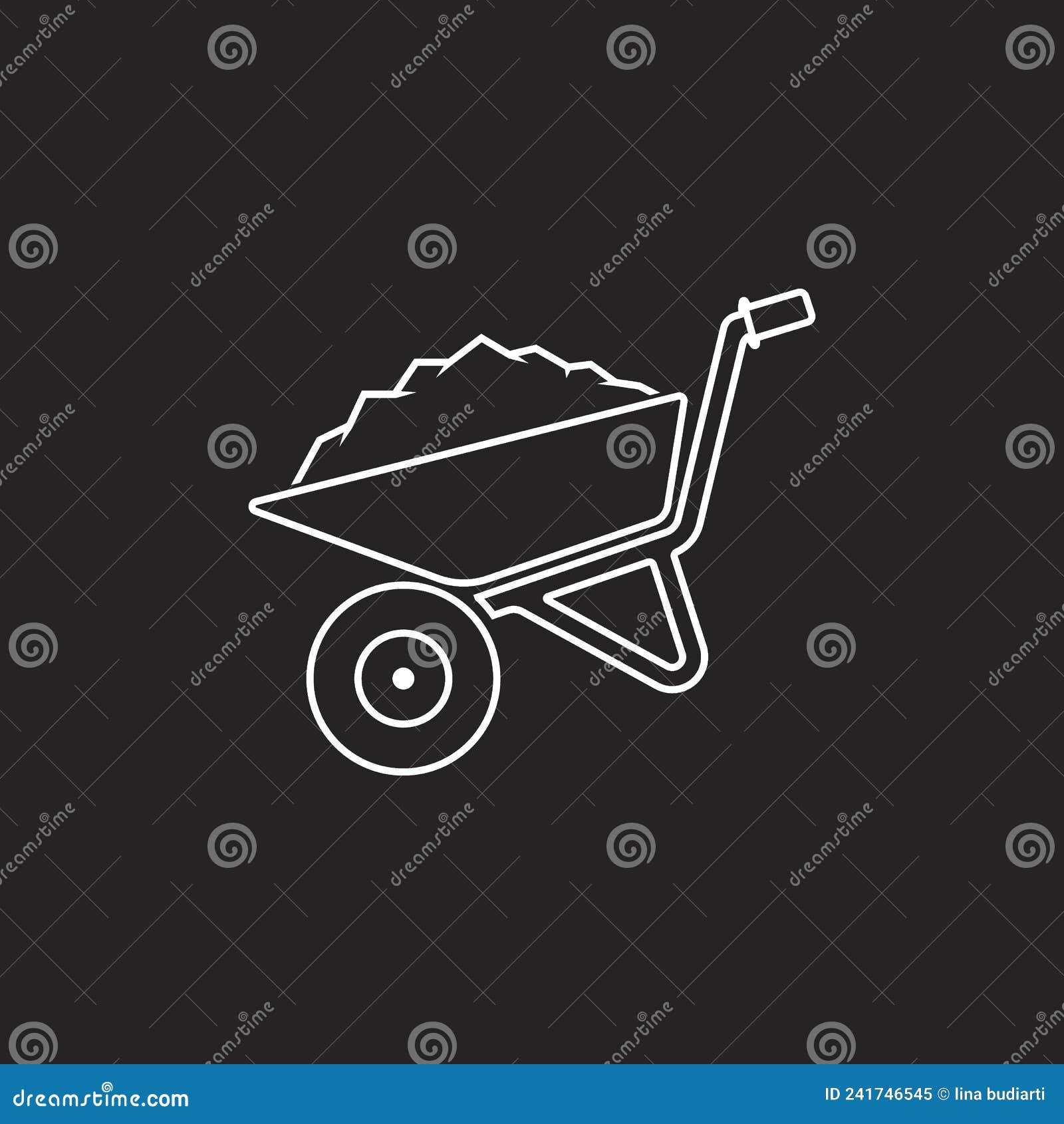 Wheelbarrow icon stock vector. Illustration of flat - 241746545