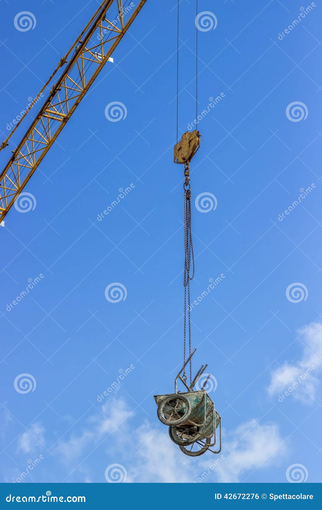 Wheelbarrow Lifting by Construction Crane 2 Stock Photo - Image of ...