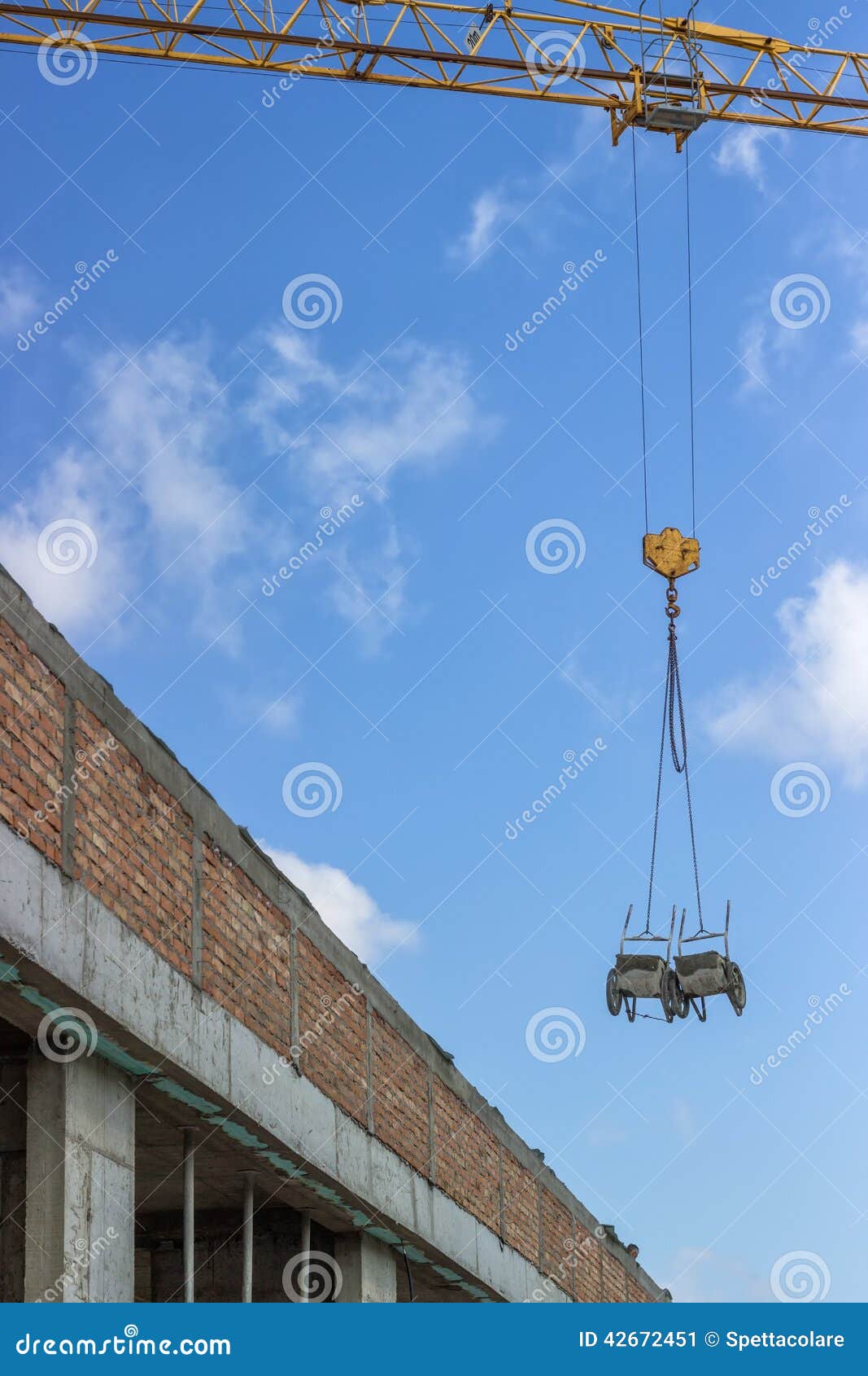 Wheelbarrow Lifting by Construction Crane Stock Image - Image of jobs ...