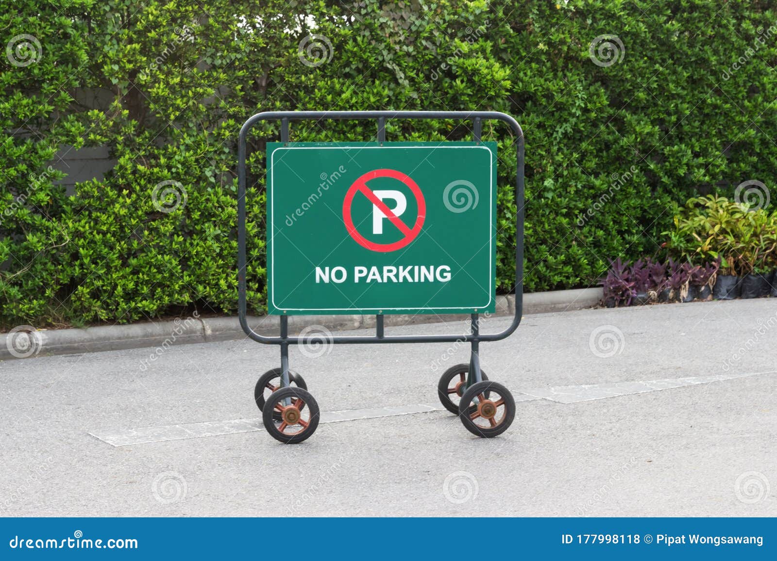 Wheelbarrow for Mobile, No Parking Message Stock Photo - Image of blue ...