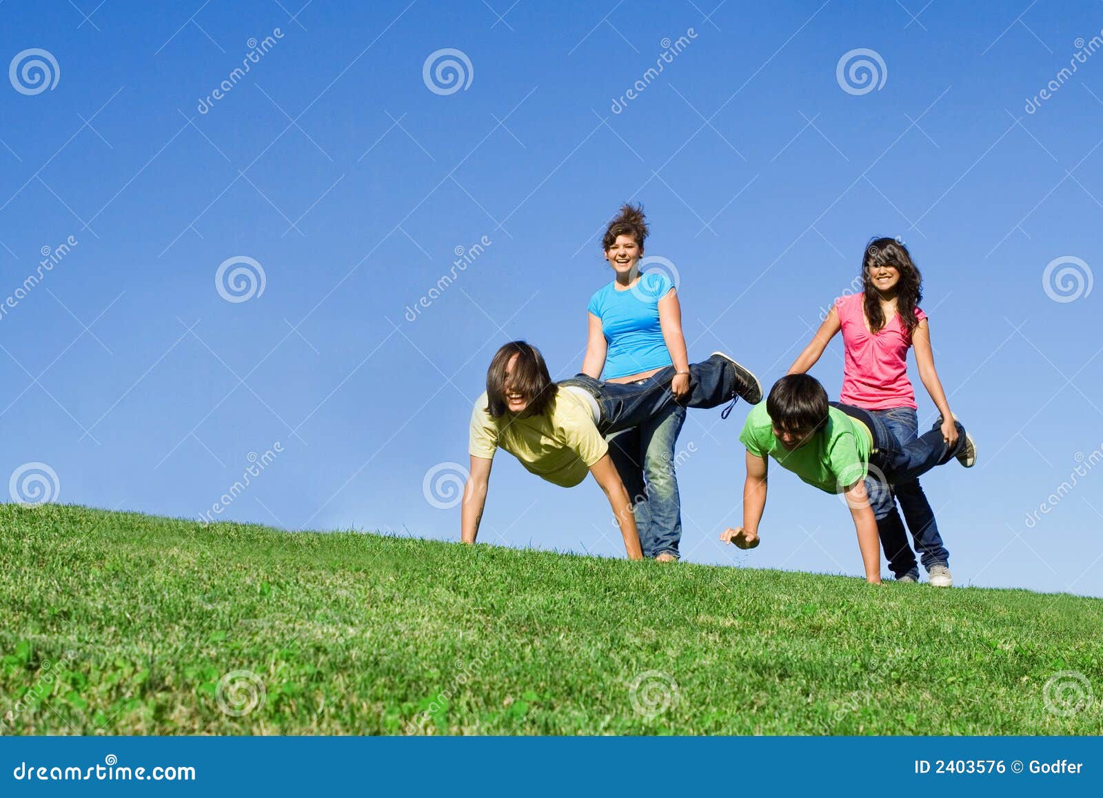 Wheelbarrow race stock photo. Image of happy, smiling - 2403576