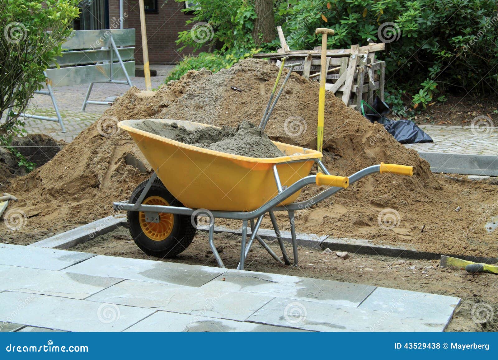 Wheelbarrow with sand stock photo. Image of sand, barrow - 43529438