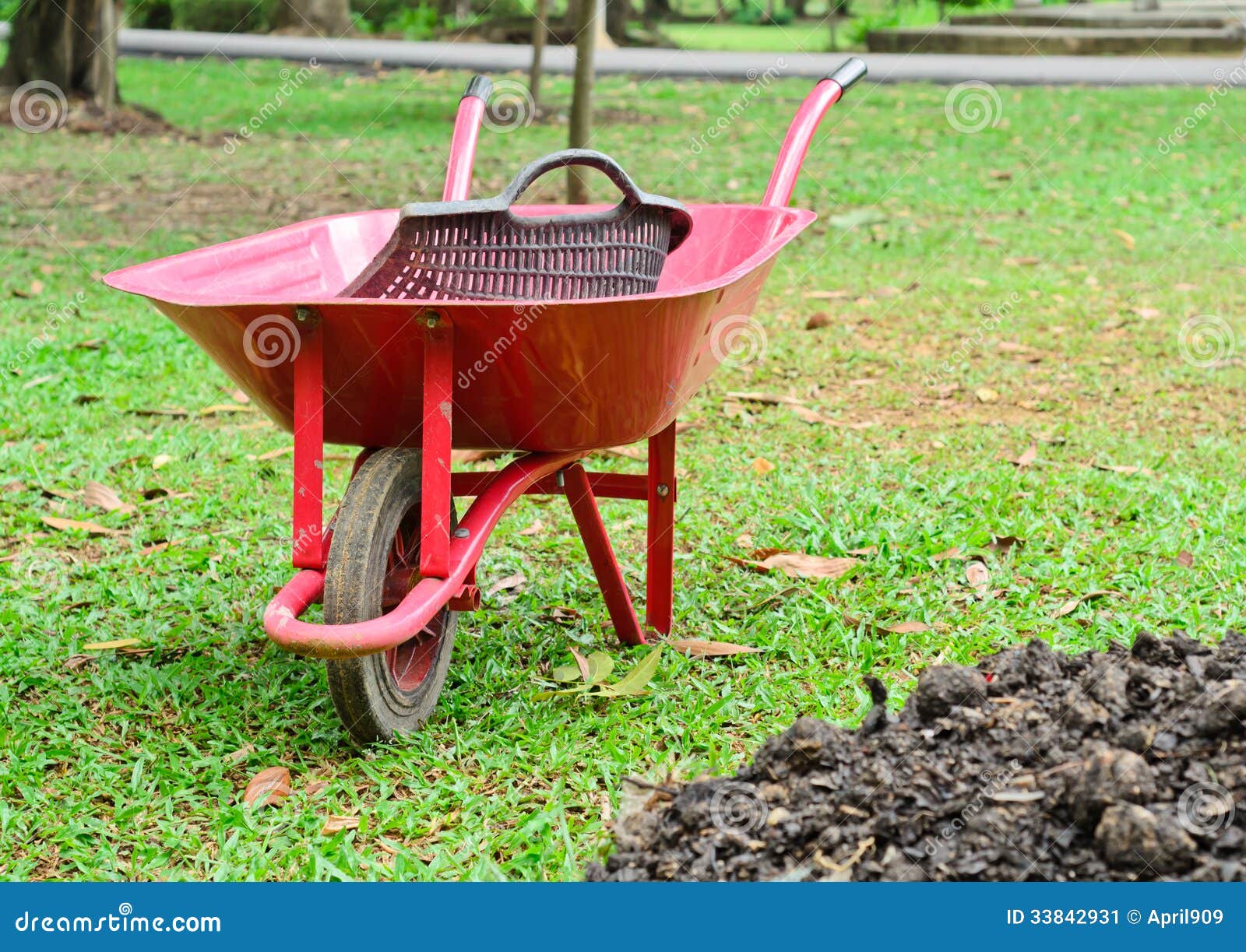 Wheelbarrow Sitting in Garden Stock Image - Image of natural, nature ...