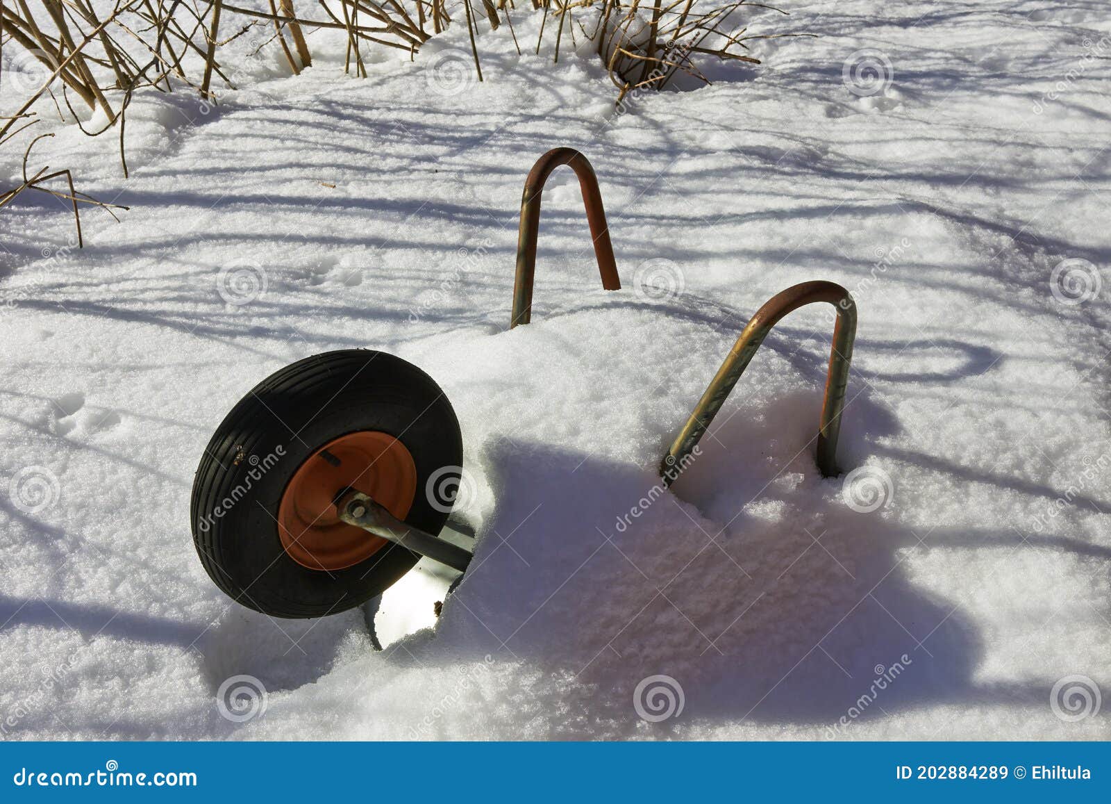 Wheelbarrow in Snow, Finland Stock Image - Image of wintertime, winter ...