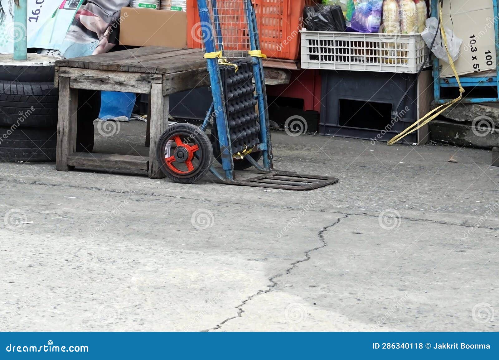 A Wheelbarrow on the Street Stay Front Shop in the Bazaar Stock Photo ...