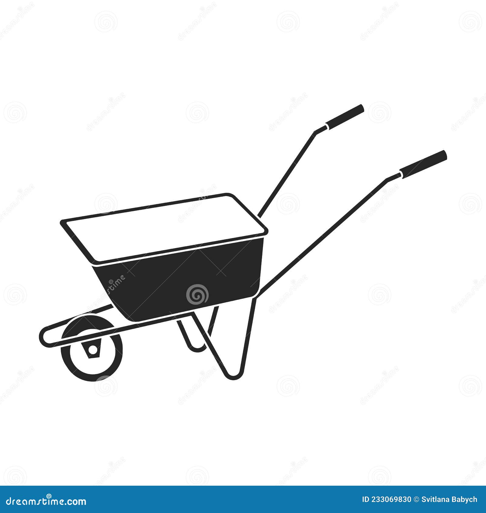 Wheelbarrow Vector Icon.Black Vector Icon Isolated on White Background ...