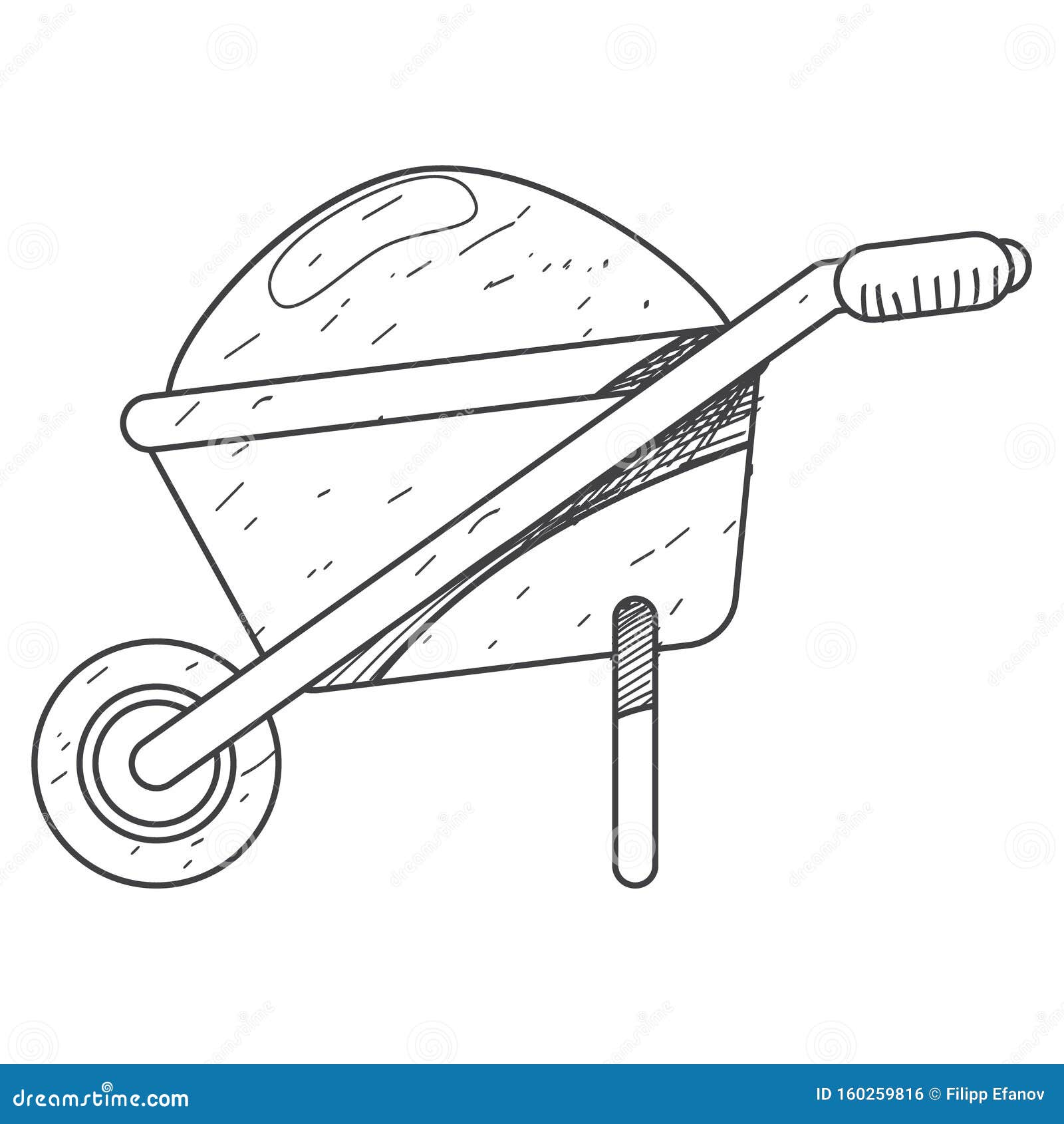 Wheelbarrows For Construction Icon Black And White Outline Drawing ...